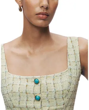 NOCTURNE Button Detailed Tweed Bustier With Peplum