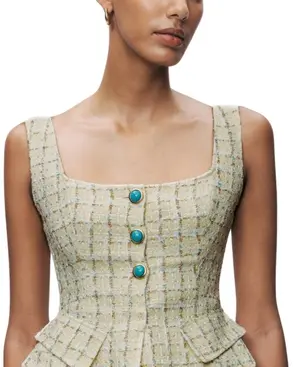 NOCTURNE Button Detailed Tweed Bustier With Peplum