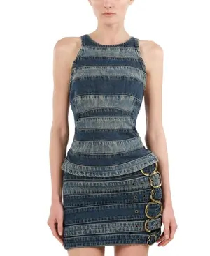 NOCTURNE Halter Neck Denim Blouse