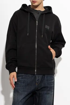 Dolce & Gabbana Zip-up Hoodie With Embossed Logo Patch