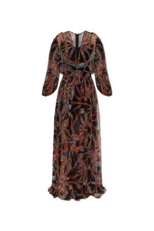 Dolce & Gabbana Silk Maxi Dress With Carretto Print