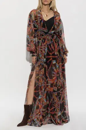 Dolce & Gabbana Silk Maxi Dress With Carretto Print