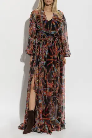 Dolce & Gabbana Silk Maxi Dress With Carretto Print
