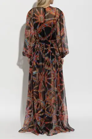 Dolce & Gabbana Silk Maxi Dress With Carretto Print
