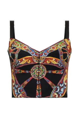 Dolce & Gabbana Carretto" Print Bustier Crop Top - Multicolour