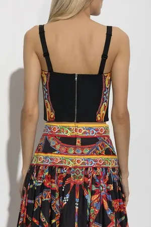 Dolce & Gabbana Carretto" Print Bustier Crop Top