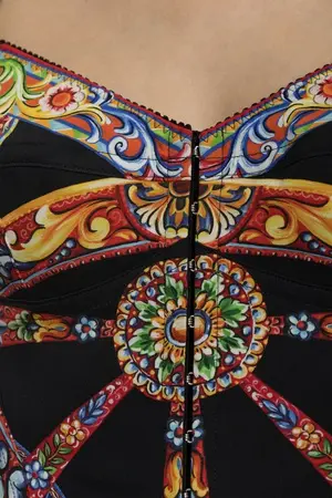 Dolce & Gabbana Carretto" Print Bustier Crop Top