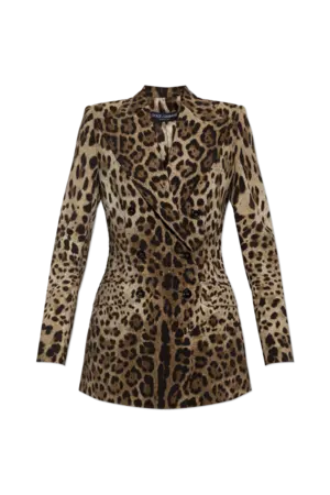 Dolce & Gabbana Double-breasted Animal Print Blazer - Brown