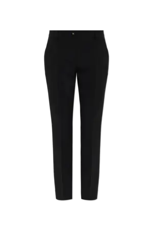 Dolce & Gabbana Wool Crease-front Tapered Leg Pants - Black