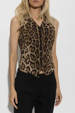 Dolce & Gabbana Wool Vest With Animal Motif