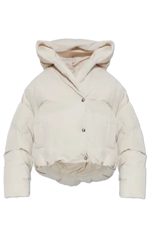 Sportmax Oversized Down Jacket With Hood - Cream