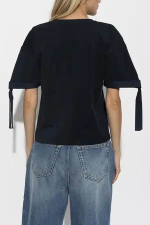 Givenchy Navy Short Sleeve Top With Tie Detail