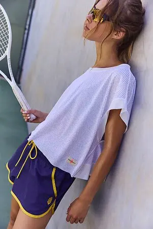 Free People My Time Penny Mesh Tee - White