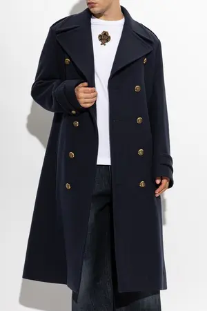 Dolce & Gabbana Navy Wool Overcoat With Single Vent