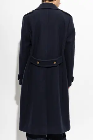 Dolce & Gabbana Navy Wool Overcoat With Single Vent