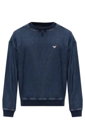 Emporio Armani Crewneck Sweatshirt With Metallic Logo Detail