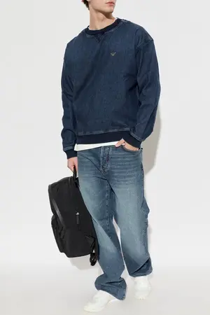 Emporio Armani Crewneck Sweatshirt With Metallic Logo Detail