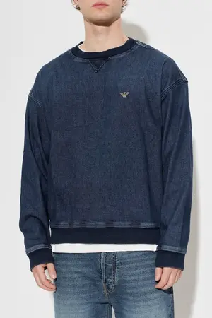 Emporio Armani Crewneck Sweatshirt With Metallic Logo Detail