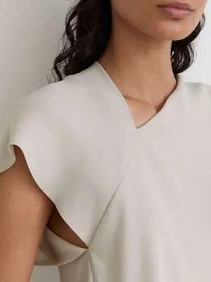 REISS Jade Asymmetric Draped-sleeve Top