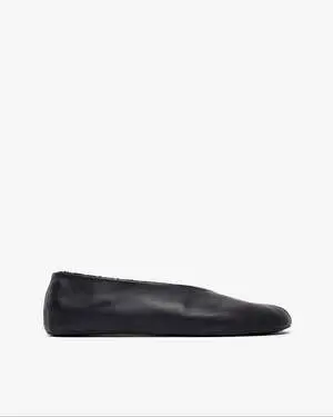 THE ROW Stella Shearling Flats - Black