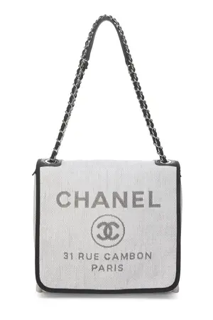 Chanel Woven Raffia Deauville Messenger - Grey