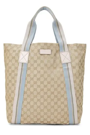 Gucci Gg Canvas Flat Web Tote - Pink