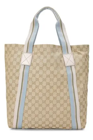 Gucci Gg Canvas Flat Web Tote