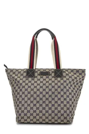 Gucci Gg Canvas Web Zip Tote