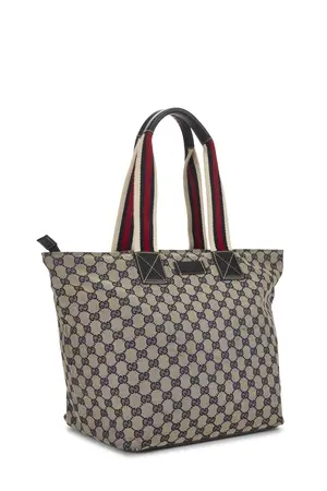 Gucci Gg Canvas Web Zip Tote