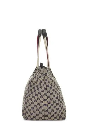 Gucci Gg Canvas Web Zip Tote