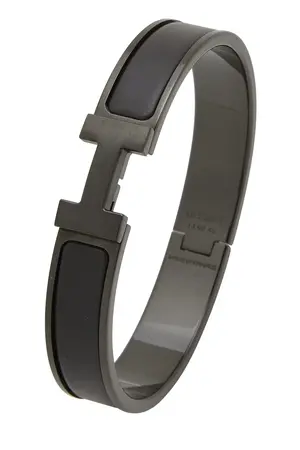 Hermès Enamel "h" Bracelet Pm - Black