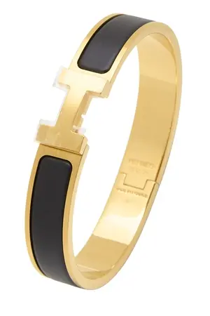 Hermès Enamel "h" Bracelet Pm - Black