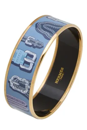 Hermès Gold-tone Enamel Bangle With Motif