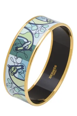 Hermès Gold-tone Enamel Motif Bangle - Multi