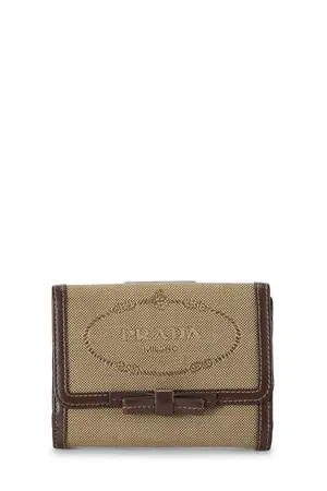 Prada Jacquard Logo Compact Wallet - Brown
