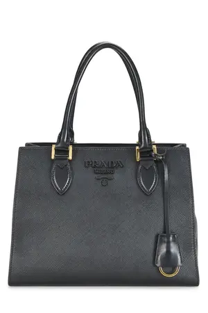 Prada Saffiano Monochrome Tote - Black