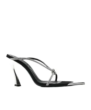 MUGLER 100mm Knotted Fang Mules - Black