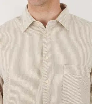 Paul Smith Regular-fit Taupe Textured-stripe Shirt