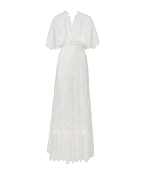 Elie Saab Embroidered Cotton-blend Lace Gown - White