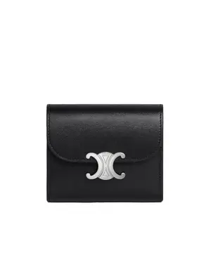 Celine Small Flap Wallet Triomphe In Shiny Calfskin