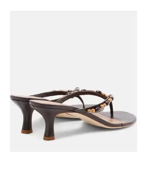 Staud Freja Beaded Leather Thong Sandals