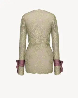 Saint Laurent Mini Dress With Bow Tie And Lace Cuffs