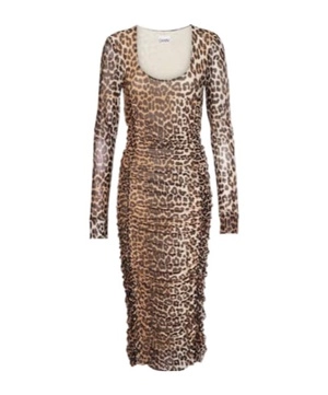 GANNI Leopard-print Cotton Minidress - Multicolor