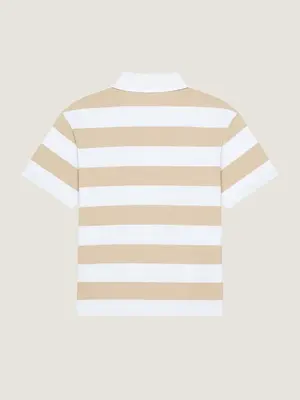 Givenchy Striped Polo In Cotton With Paris Embroidery - White/beige
