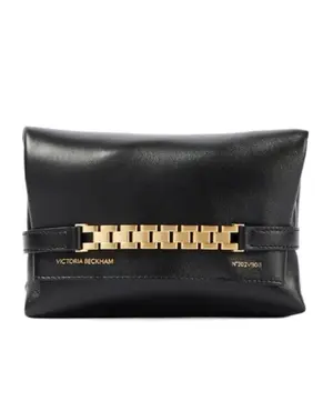 Victoria Beckham Mini Leather Clutch With Chain - Black