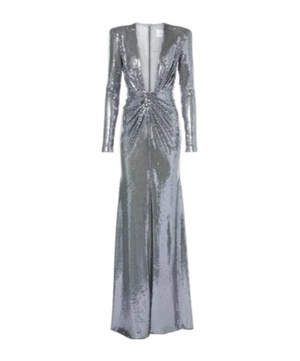 Alex Perry Sequined Gathered Gown - Gray