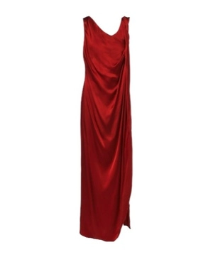 MAISON MARGIELA Draped Satin Maxi Dress - Deep Red
