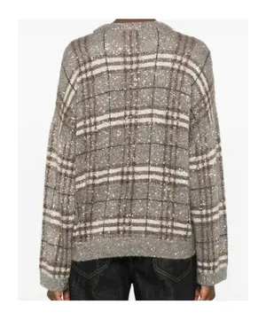 Brunello Cucinelli Sequin-embellished Checked Sweater