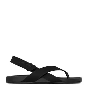 Saint Laurent Culver Sandals In Satin Crepe - Black