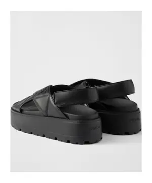 Prada Quilted Leather Platform Sandals With Logo Detail